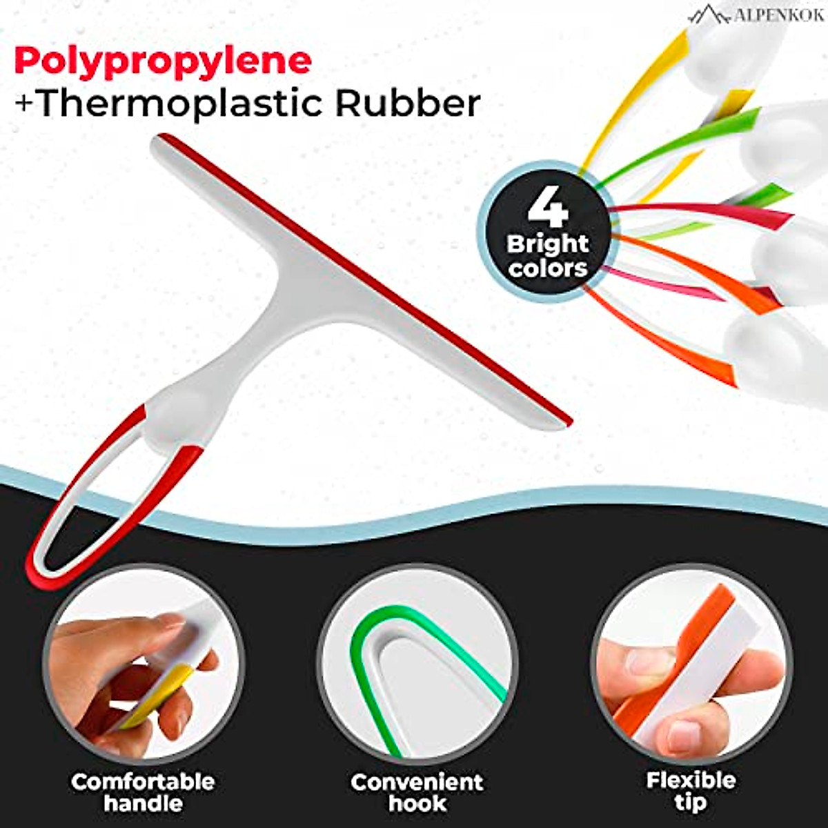 Window Cleaning Shower Glass Squeegee - 9.5Inch Small Squeegee for Shower Glass Door for Car Windshield Cleaner Tool Shower Door Window Cleaner - Mirror Cleaner Shower Squeegee for Tile with Good Grip