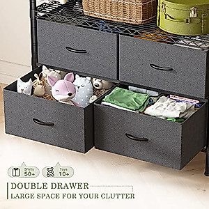 Raybee Clothes Rack, Clothes Racks for Hanging Clothes, Clothing Racks for Hanging Clothes, Clothing Rack Heavy Duty Clothes Rack with Drawers Load 450LBS Wardrobe Closet Rack Garment Rack Black