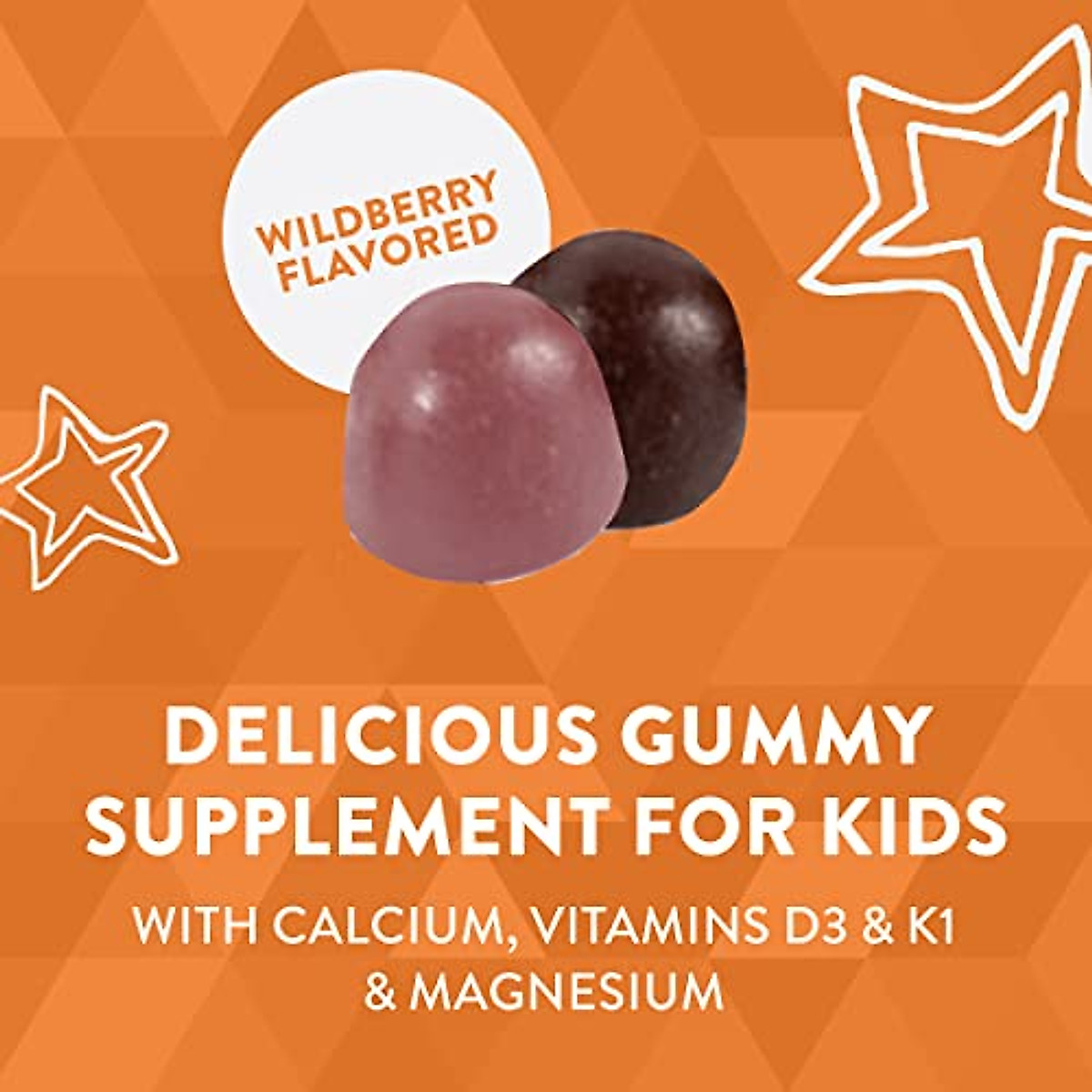 Nature’s Way Kids Growing Bones & Muscles, Calcium & Vitamin D, Ages 2+ Wildberry Flavor, 60 Gummies