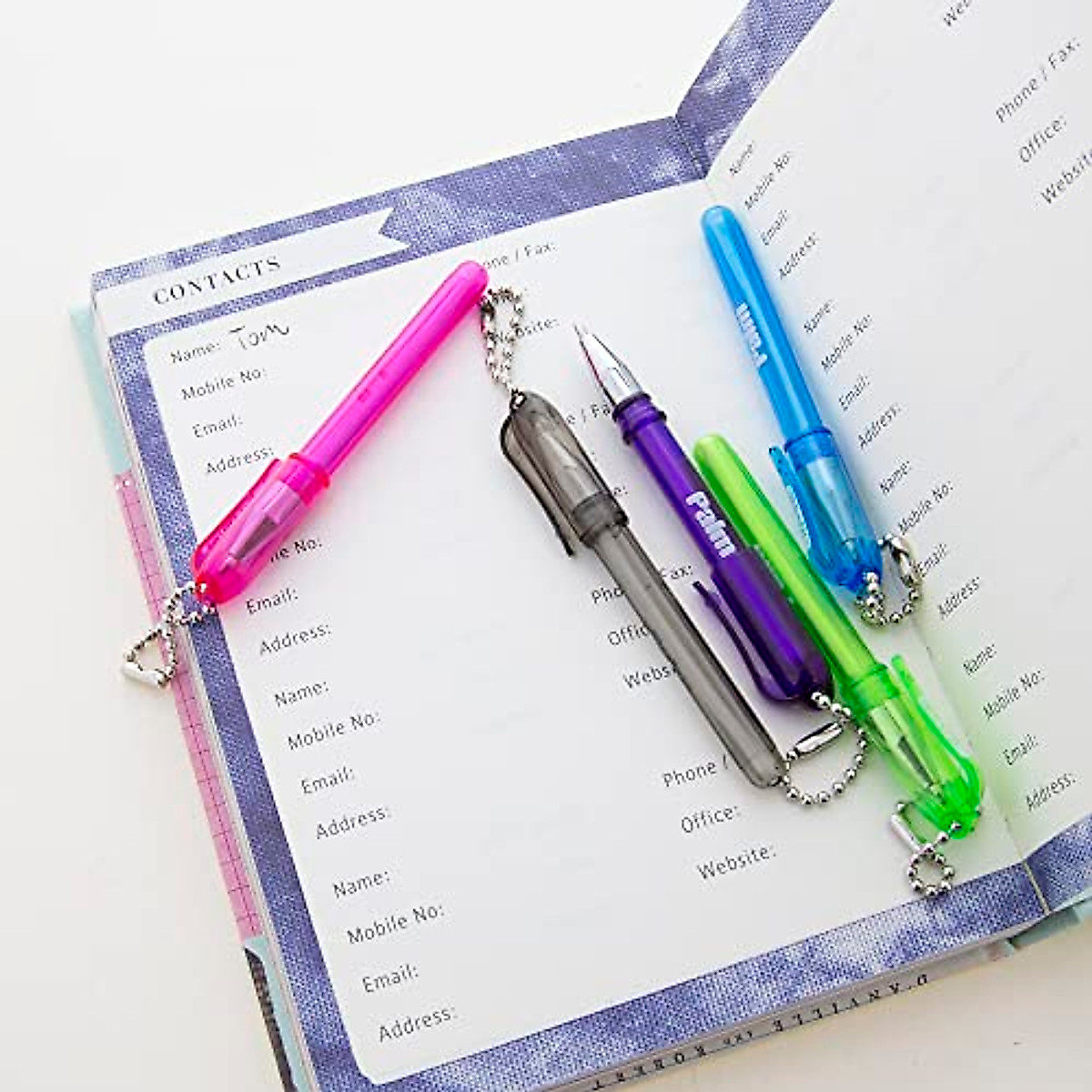 BAZIC Ballpoint Pen Palm Mini Pens w/Key Ring, Black Ink 1.0 mm Bold Point Smooth Writing, Total 15 pens