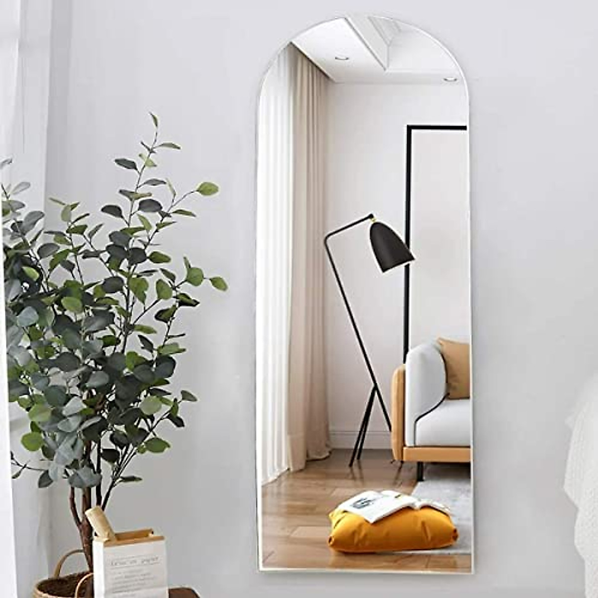 OBIOZZ Bedroom Floor Standing Mirror Arched Full Length Mirror Large Rectangle Mirror Hanging or Leaning Against Wall, Quality Material Full-Length Mirror