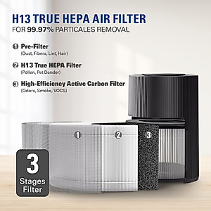STEALTH Air Purifiers for Large Room Up to 673ft², H13 True HEPA Filter, Ozone Free Auto Function Ultra-Quiet Sleep Mode, Remove 99.97% of Pet Dander and Dust Smoke Pollen, for Home Office Kitchen