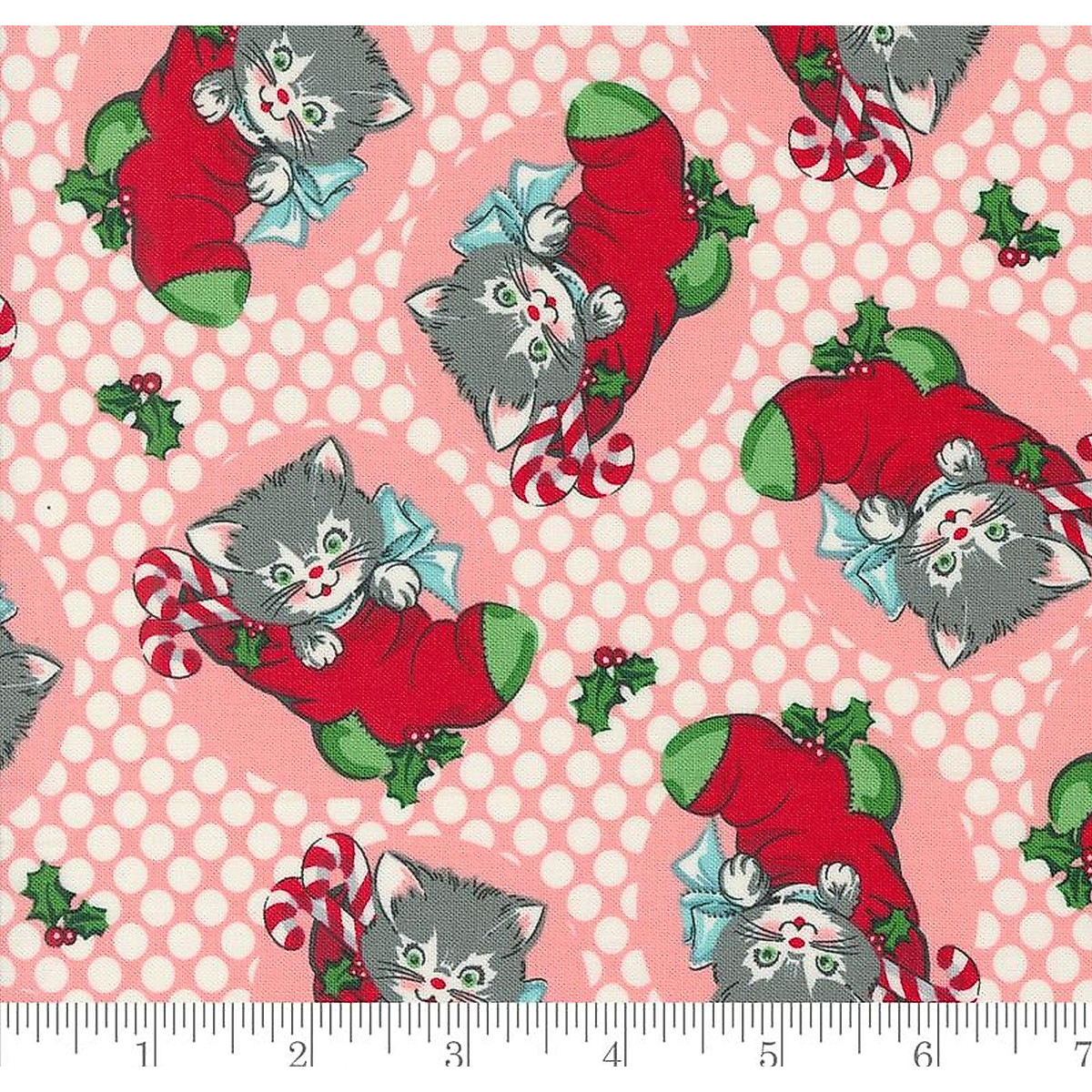Generic Kitty Dots Stockings Kitty Christmas Cheeky 31200 13 by Urban Chiks from Moda by The yard