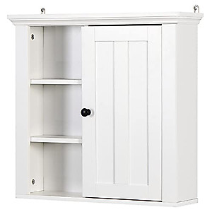 Huedimboene Bathroom Cabinet Wall Mounted, 21" White Bathroom Cabinet Over Toilet, Bathroom Wall Cabinet, Wooden Medicine Cabinet, Bathroom Storage Cabinet, Side Cabinet Kitchen Cupboard Organizer