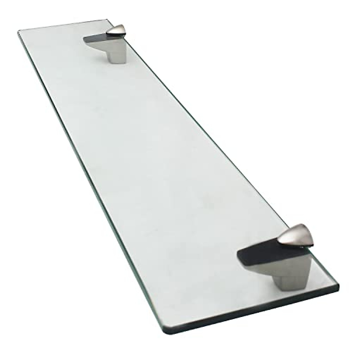 XVL 15.5-Inch Bathroom Glass Shelf, Brushed Nickel GS3004A-L