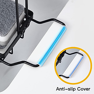 LOLOST Sponge Holder for Kitchen Sink, Expandable (16.7"-21.3") Sink Caddy Sink Organizers, Stainless Steel 4-in-1 Dish Sponges Brush Soap Holder with Dishcloth Towel Knife Holder Black