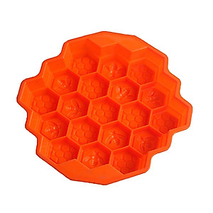 KISEER Large Honeycomb Silicone Soap Mold | 19-Hole Baking Cake Mold Bakeware for Family or Friends Party (Orange, 12-Inch)