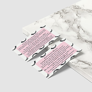 Lash Extension Aftercare Cards | 50 Pack | Eyelash Extension Supplies | Lash Print & Pink Design | Size 3.5 x 2" inches | After Care (2-3 Week Fillers)