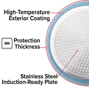 Nuwave 3-Piece Fry Pan Set, 8”, 10”, 12” Forged Lightweight, G10 Healthy Duralon Blue Ceramic Ultra Non-Stick, Induction-Ready & Works on All Cooktops, Ergonomic Stay-Cool Handles