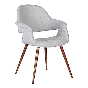 Armen Living Phoebe Mid-Century Modern Fabric Upholstered Dining Chair for Kitchen Table Office Desk Vanity, 24D x 25W x 33H Inch, Gray