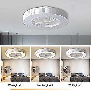 YIYIBYUS 23.5-Inch Modern Fan Chandelier LED 3 Colors 3 Speed with Remote Control Ceiling Fan Ceiling Light Mute Suitable for Living Room, Bedroom, Dining Room (white and black) (21.65 Inch White)