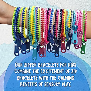 only U 20-Piece Friendship Zipper Bracelets Sensory Fidget Toys Kit for Kids - Perfect Valentines, Birthdays, Goodie Bags, Easter Stuffers - Bulk Set of 20 Bracelets, Party Favors, Gifts