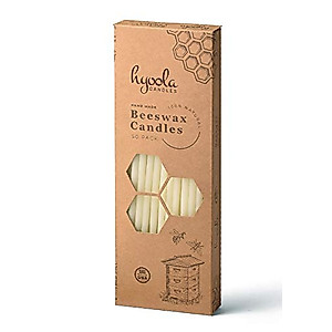 Hyoola Beeswax Birthday Candles - 50 Pack - Natural Dripless Decorative Candles with Long Lasting Burn - Elegant Taper Design, Soothing Scent - 6" Tall - Handmade in The USA