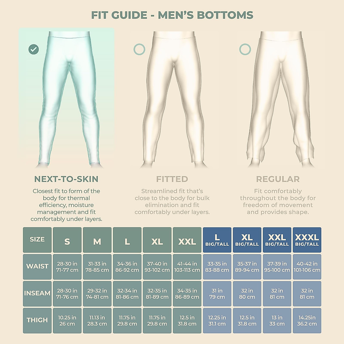 MERIWOOL Mens Base Layer 100% Merino Wool Thermal Pants Army Green