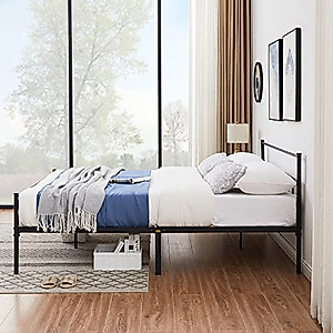 VECELO Metal Platform Bed Frame Full Size with Headboard and Footboard, 12'' Under-Bed Storage & Strong Slats Support, No Box Spring Needed