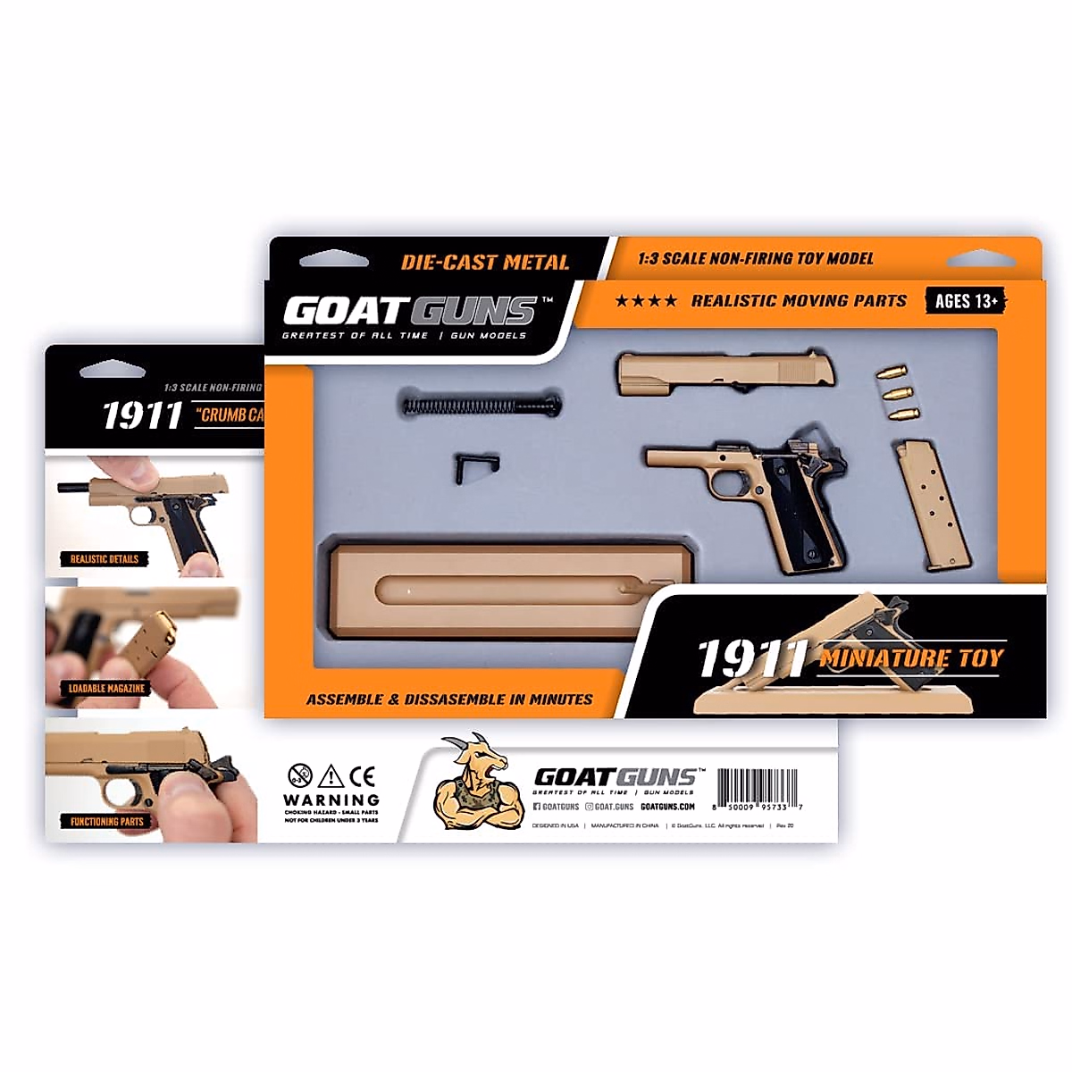 GoatGuns Miniature 1911 Model Coyote | 1:2.5 Scale Diecast Metal Build Kit