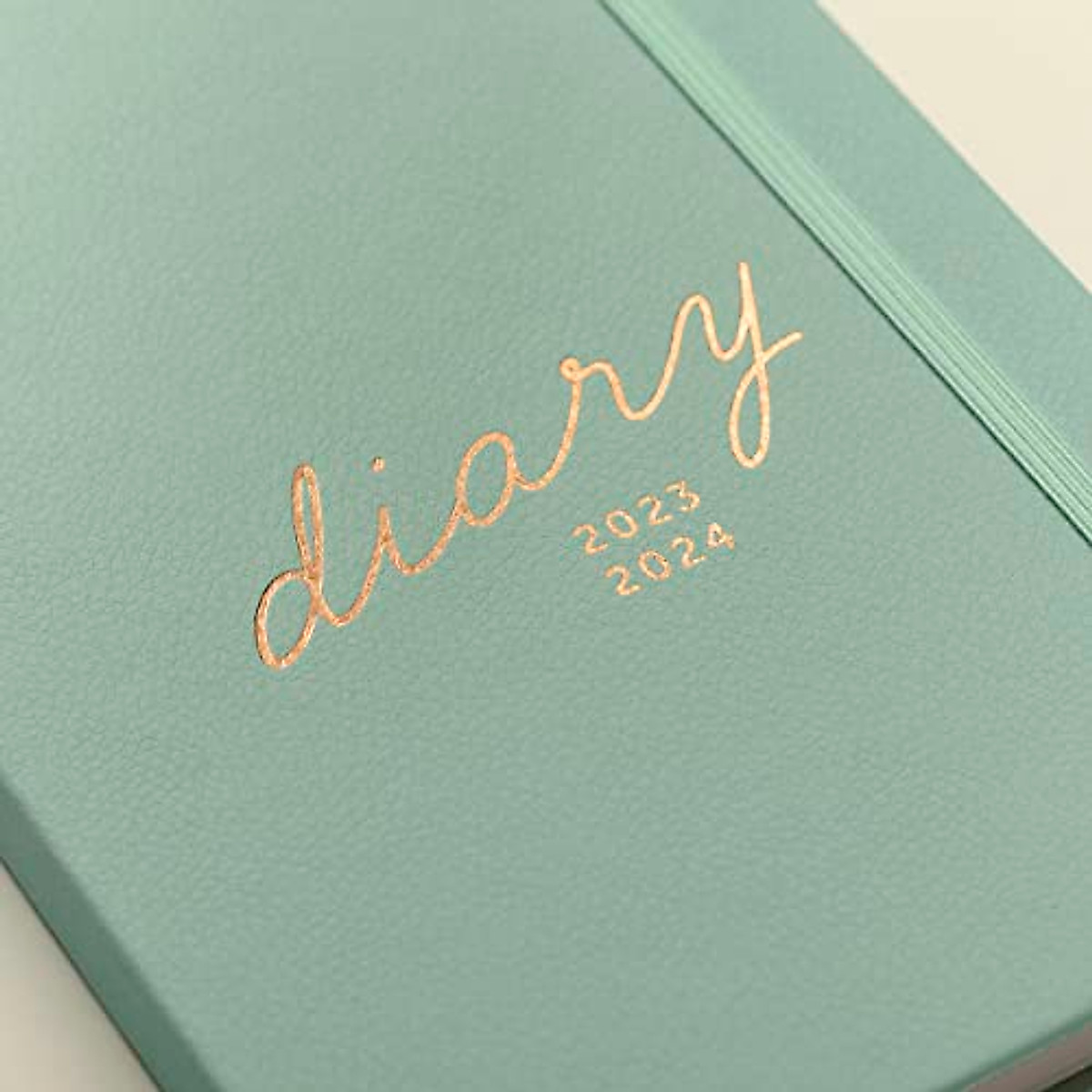 Busy B Mid Year 17 Month Diary August 2023 - December 2024 - Sage - Faux Leather Academic Diary with Week to View Planner with Pen Holder, Elastic Closure and Storage Pockets