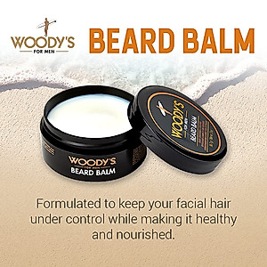 Woody's 2-in-1 Beard Balm, Facial Hair Conditioner and Style Wax, with Coconut Oil, Panthenol, and Natural Beeswax, 2 Oz