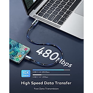 Baseus PD 100W USB C to USB C Cable, 5A Fast Charging USB C Cable with LED Display, Zinc Alloy Nylon Braided Type C Cable 6.6ft for Samsung S21 S20 Note 20 MacBook Pro Google Pixel etc