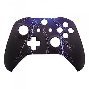 eXtremeRate Purple Storm Patterned Faceplate Cover, Soft Touch Front Housing Shell Case, Comfortable Soft Grip Replacement Kit for Xbox One X S Controller - Controller NOT Included