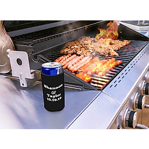 Have Hold Keep Drink Cold Names & Date 48-Pack Personalized Ultra Slim Seltzer Can Coolies Black