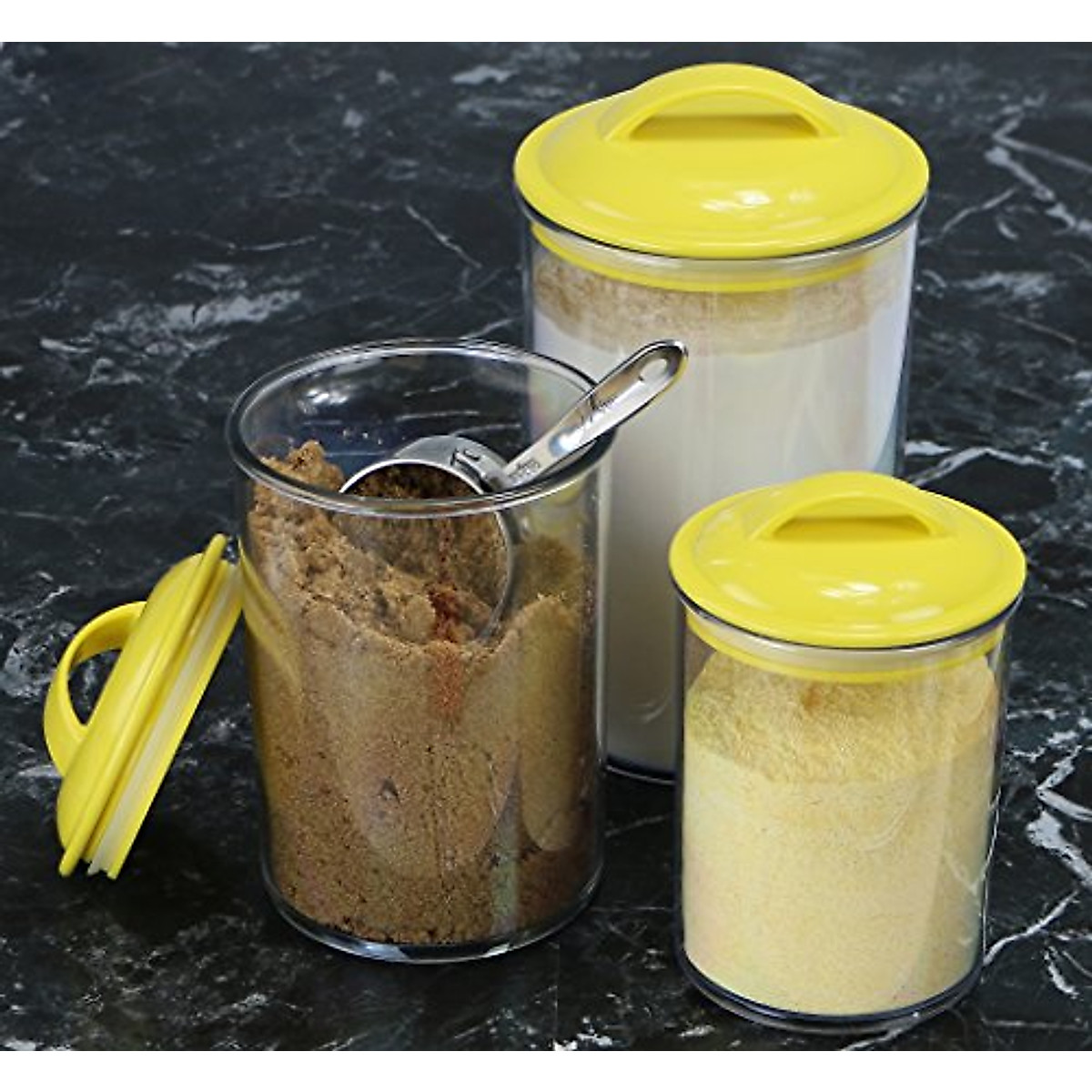 Calypso Basics by Reston Lloyd Acrylic Storage Canisters, Set of 3, Lemon