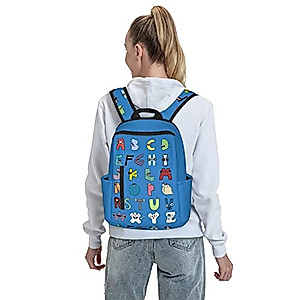 ILVTYAN Alphabet Lore Backpack, Casual Backpacks Cartoon Backpack Laptop Bags Travel Backpack Large Capacity Men Women