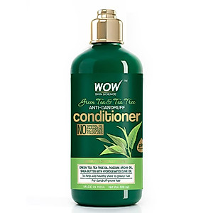 WOW Skin Science Green Tea & Tea Tree Conditioner - Anti-Dandruff, Anti-thinning - Detox Hair and Exfoliate Scalp - Hair Thickening - Paraben & Sulfate Free- All Hair Types (16.9 Fl Oz / 500ml)
