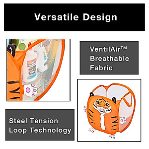 Smart Design Kids Pop Up Organizer with Animal Print - VentilAir Mesh Netting - for Toddlers, Baby Clothes, Plushies, and Toys - Home Organization - Cube - 10.5 x 11 Inch - Orange Tiger