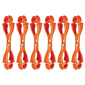Ergodyne Squids 3400 Glove Clip Holder with Dual Clips, (Pack of 6), Orange