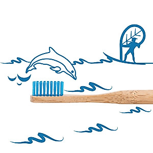 MamaP Blue Bamboo Toothbrush Set - Eco-Friendly - 100% Natural - Bamboo Toothrush - Soft Nylon Bristles - Recyclable & Compostable Toothbrushes for Adults - Blue - Pack of 3