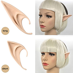 FRESHME Fairy Pixie Elf Ears - Medium and Long Style Cosplay Soft Pointed Ears Renaissance Party Christmas Halloween Costume Makeup Costume Accessories Elven Masquerade Vampire (2 Pairs)