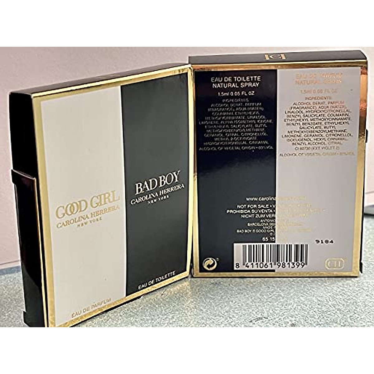 Carolina Herrera Good Girl EDP & Bad Boy EDT Sample Set Spray Vial 1.5 ml 0.05FL oz each