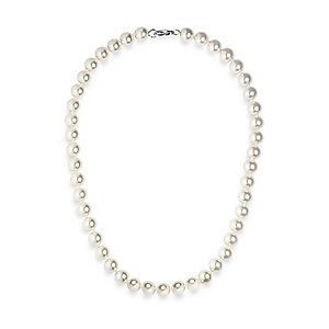 KEZEF Pearl Necklaces for Women - Simulated Faux Cream White Pearl Necklace 16" - Hand Knotted Strand - Pearl Size 8mm - Pearl Choker Necklace - Jewelry Gifts for Girls and Men