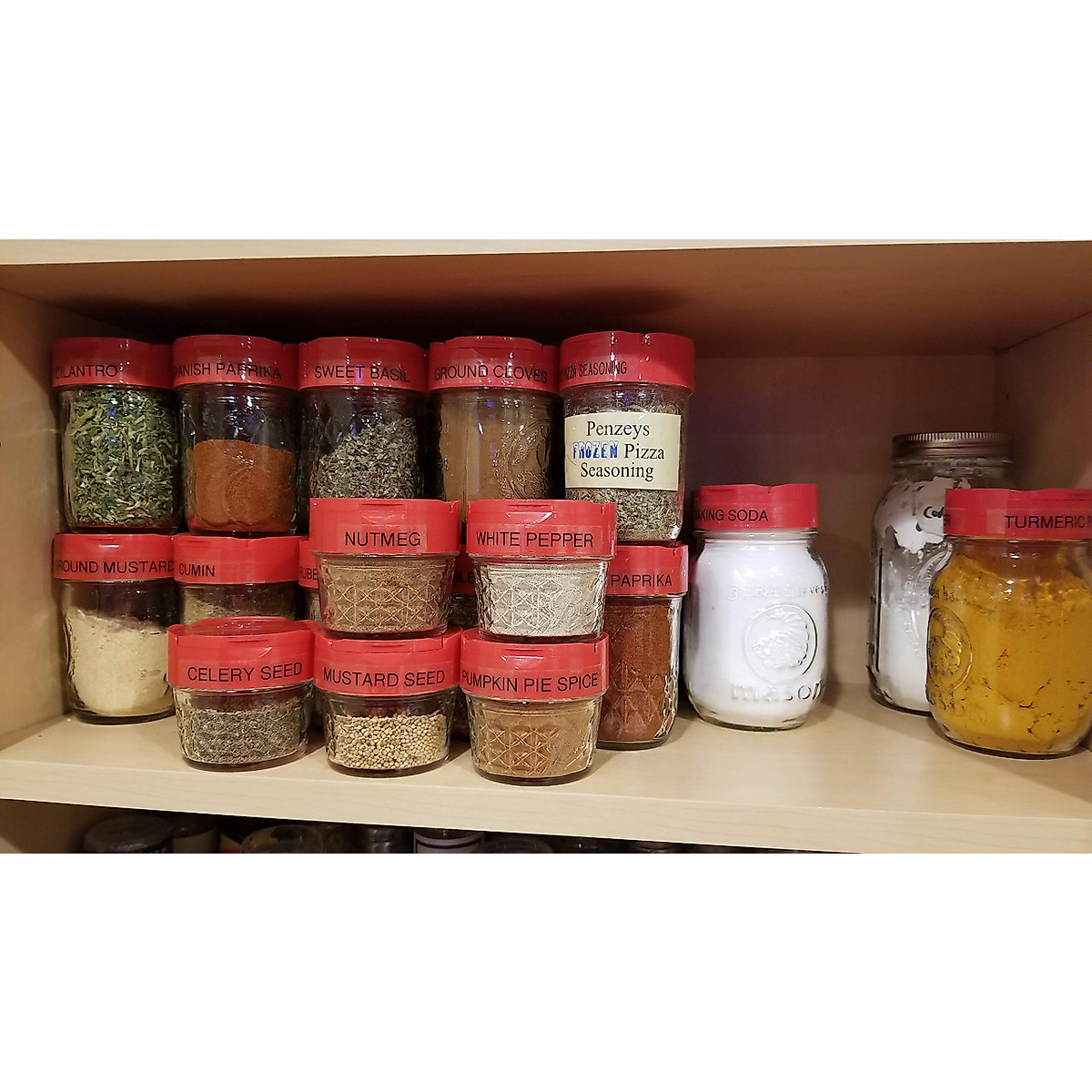 Nakpunar 6 pcs Red Shaker & Pour Spice Caps for Mason Jars with Hot Freshness Seal Lid