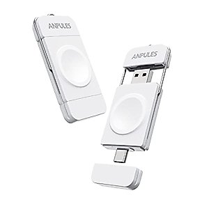 Portable Watch Charger for Apple Watch - ANPULES USB C & USB A iWatch Charger [OTG] for Travel, 2 in 1 Magnetic Wireless Charger for Apple Watch Series Ultra 2/Ultra 9 8 7 SE 6 5 4 3 2 1 (White)