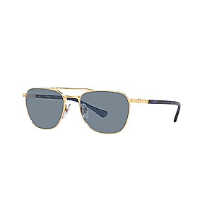 Persol PO2494S Square Sunglasses, Gold/Light Blue, 55 mm