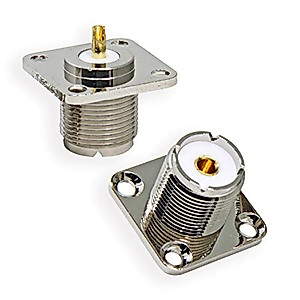 UHF Panel Mount, 5-Pack Female SO239 Chassis Mount 4-Hole Jack Flange Solder Cup RF Coax Connector for J Pole Antenna, 1/4 Wave Antenna, Ground Plane Antenna