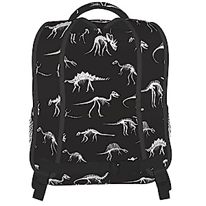 YSBKN Kid's Mini Backpack 12 inch Black Dinosaur Skeleton Backpack Schoolbag Preschool Kindergarten Children Bag Nursery Travel Bag for Toddler Boys Girls Age 3-7