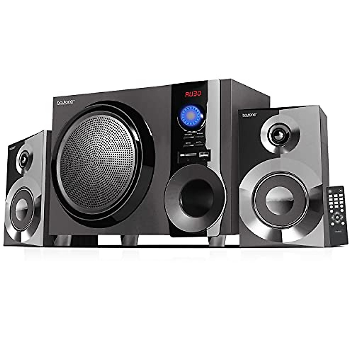 Boytone BT-225FB Wireless Bluetooth Stereo Audio Speaker with Powerful Sound, Bass System, Excellent Clear Sound & FM Radio, Remote Control, Aux-in Port, USB/SD/for Phone's, Laptops, Black, 60w