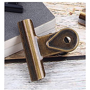 Zittop 4 Pack Bulldog Duckbill Metal Binder Clips, Invoice Bill Clip Utility Paper Clips for Office Home Use (Bronze, 40mm)