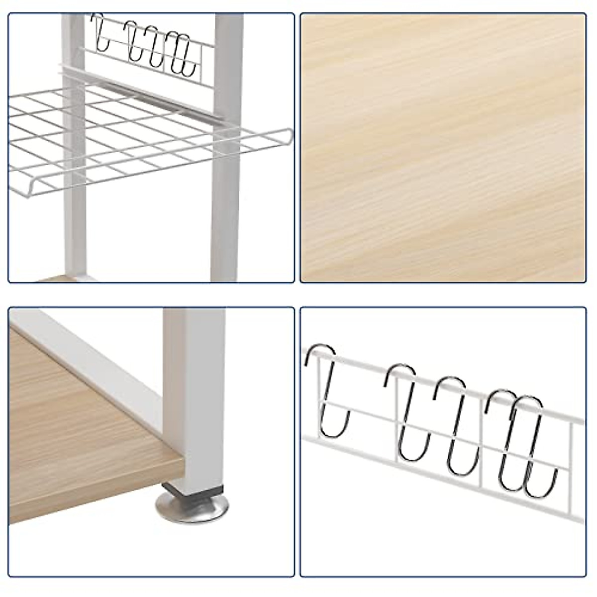 sogesfurniture 3-Tier Kitchen Baker's Rack Utility Shelf Microwave Stand with Storage and Drawer Storage Cart Workstation Shelf,White Maple BHUS-W5S-MO