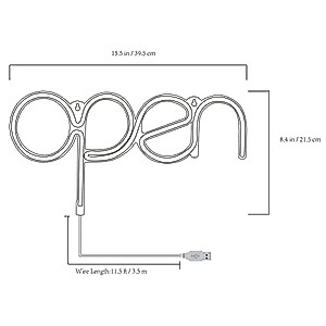 Open Neon Sign for Window Displaying Light 15.5x8.4 inch,Long Cord 11.5 FT LED Green Open Sign for Business,Massage,Tattoo Store,Bar,Man Cave,Barber Shop,Retail Store(OG)