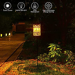 VIZTY Solar Lantern, Garden Decorative Metal Hanging Solar Powered Lantern, Outdoor Waterproof LED Solar Light for Garden, Patio, Yard and Table Decoration (Bronze)