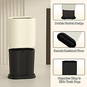 IVTUVTI Slim Bathroom Trash Can, 1.6 Gallon Garbage Can with Inner Barrel, Small Stainless Steel Wastebasket, Garbage Container Bin Waste Bin for Kitchen, Home, Office, Bedroom