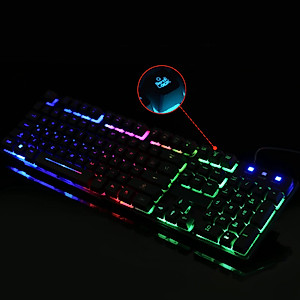 Hilitand Backlit Gaming Keyboard and Mouse Combo, USB Wired Computer Keyboard Mouse Game Set, 104 Keys, 7 Colors Breathing Light Keyboard Mouse for PC/Laptop(Black)
