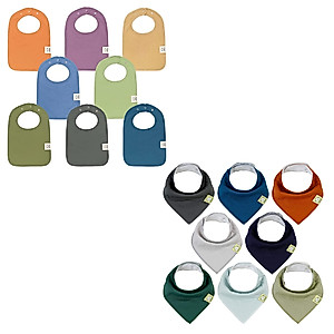 KeaBabies 8-Pack Organic Baby Bibs for Boy, Girl and 8-Pack Organic Baby Bandana Drool Bibs - Drool Bibs for Baby Boy - Stylish Unisex Bandana Bibs - Bibs for Baby Girl - Super Absorbent Bandana