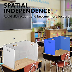 Privacy Shields 2 Pack Blue Durable Easy Carry Plastic Desk Dividers-Easy to Disinfect Classroom Dividers-Portable Divider-Re-usable Privacy Divider