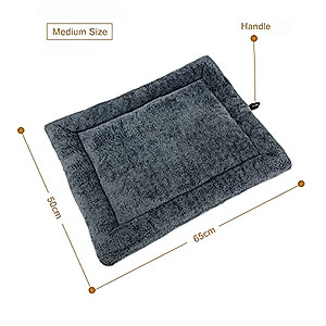 Long Plush Square Gray Dog Bed Cat Litter Kennel Soft Deep Sleep Keep Warm Pad Pet Supplies-S: 50x40cm
