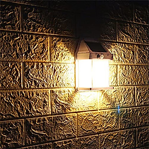Solar Powered Outdoor Wall Lights, Sunrise and Sunset Motion Sensor, LED Exterior Wall Lights, Warm White Light, Fence, Three Lighting Modes, Exterior Front Porch Security Light Wall Ornament (White)